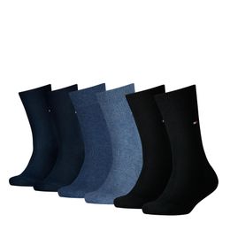 Socken Tommy Hilfiger "TH CHILDREN SOCK TH BASIC 6P ECOM", M&auml;dchen, Gr. 35-38, blau (denim combo), Baumwollmischung, normal, Socken Socken, Mit kleinem Rippenb&uuml;ndchen und Logo