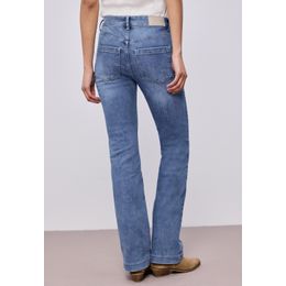 Bootcut-Jeans Street One "Style Blaire", Damen, Gr. 25, L&auml;nge 30, light blau wash, Denim/Jeans, Obermaterial: 63% Baumwolle, 25% Polyester, 10% Viskose, 2% Elasthan, unifarben, bootcut fit lang, Jeans, in klassischer 5-Pocket-Form