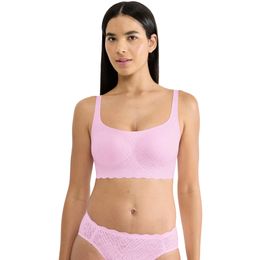 Bustier Sloggi "ZERO Feel Bliss Top", Damen, Gr. L, N-Gr, floral pink, Spitze, Obermaterial: 76% Polyamid, 24% Elasthan, BHs Bustier, unsichtbar mit Spitzenoptik