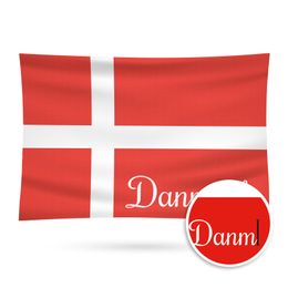 D&auml;nemark Flagge mit Wunschtext | Fanartikel f&uuml;r EM & WM | D&auml;nemark Fahne im Wunschformat | L&auml;nderflaggen & Nationalflaggen online bedrucken
