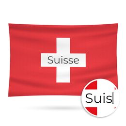 Schweiz Flagge mit Wunschtext | Fanartikel f&uuml;r EM & WM | Schweiz Fahne im Wunschformat | L&auml;nderflaggen & Nationalflaggen online bedrucken