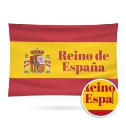 Spanien Flagge mit Wunschtext | Fanartikel f&uuml;r EM & WM | Spanien Fahne im Wunschformat | L&auml;nderflaggen & Nationalflaggen online bedrucken