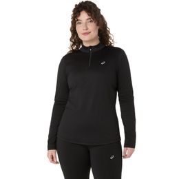 Laufshirt asics "asics CORE LS 1/2 ZIP WINTER TOP", Damen, Gr. L, schwarz (performance schwarz), Obermaterial: 94% Polyester, 6% Elasthan, Shirts Laufshirt