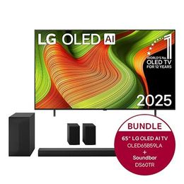 Schwarz LG 65&Prime; OLED AI B5 4K Smart TV + 5.1Kanal Home Theater Soundbar DS60TR mit SurroundSound und hinteren Lautsprechern OLED65B59LA.DS60TR
