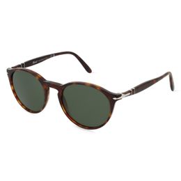 Persol 0PO3092SM | Herren-Sonnenbrille | Fassung: Vollrand, Panto, Acetat, Havanna | Glasfarbe: Gr&uuml;n