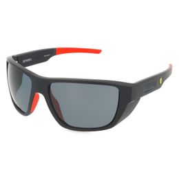 Scuderia Ferrari FZ6012U | Herren-Sonnenbrille | Fassung: Vollrand, Quadratisch, Kunststoff, Schwarz Matt | Glasfarbe: Grau