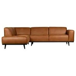 Ecksofa Woood "Statement", braun (cognac), B:274cm H:77cm T:210cm, 35% Leder / 65% Polyester, Sofas, Ecksofa, frei im Raum stellbar, H 77 cm x B 274 cm