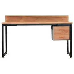 Schreibtisch Inosign "Wenzel", schwarz (natur, schwarz, schwarz, akazie, dekor), B:140cm H:71cm T:60cm, Tische, Schreibtisch, Arbeitsplatte Akazie Dekor, geeignet f&uuml;r das Home office, Laptoptisch