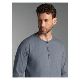 Longsleeve TRIGEMA "TRIGEMA Langarmshirt mit Knopfleiste", Herren, Gr. XXL, grau (steingrau, melange), Single Jersey, 100% Baumwolle, lang, ohne Ausschnitt, Shirts