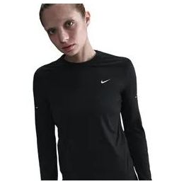 Nike Swift Dri-FIT UV langarm Crewneck Laufshirt Damen 010 - black/reflective silv XL