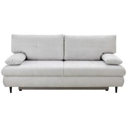 CARRYHOME Schlafsofa, Hellgrau, Textil, Buche, massiv, 2-Sitzer, F&uuml;llung: Schaumstoff, Silikon,Schaumstoff, Silikon, 212x97x105 cm, Made in EU, Liegefunktion, R&uuml;cken echt, Wohnzimmer, Sofas & Couches, Schlafsofas, Schlafsofas mit Bettkasten