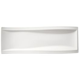Villeroy & Boch Villeroy & Boch Servierplatte New Wave, Wei&szlig;, Keramik, Uni, rechteckig, 15x42 cm, Tischkultur & Servieren, Servierplatten