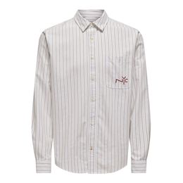 Only & Sons Only & Sons Button Up Shirt 'ONSDrake' male size XL Cappuccino / Dark red / natural white