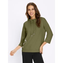 WITT Damen Sweatshirt mit Schriftzug, oliv, Gr&ouml;&szlig;e 38