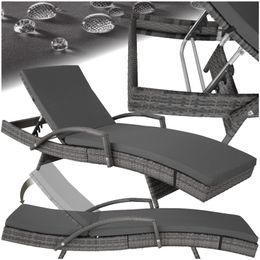TecTake&reg; Aluminium Rattan Sonnenliege, wetterfest und UV-best&auml;ndig, abnehmbare Polsterauflage, 190 x 71 x 34 &ndash; 74,5 cm