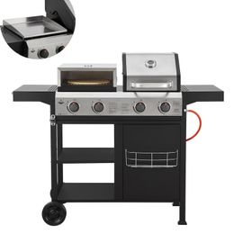 El Fuego&reg; 3in1 Kombigrill "Boston" Gasgrill, Pizzaofen und Edelstahl-Plancha