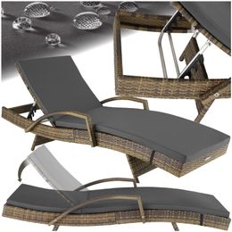 TecTake&reg; Aluminium Rattan Sonnenliege, wetterfest und UV-best&auml;ndig, abnehmbare Polsterauflage, 190 x 71 x 34 &ndash; 74,5 cm