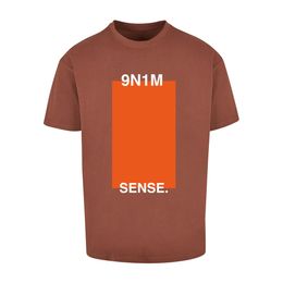 9N1M SENSE Shirt 'Orange Square Tee 2' Herren Gr&ouml;&szlig;e M braun / orange / wei&szlig;