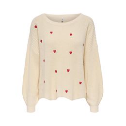 Only Pullover 'ONLHILDE' Damen Gr&ouml;&szlig;e S creme / rot