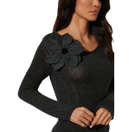 Heine Damen Ajourpullover, Grau, Gr. 48, V-Ausschnitt Pullover, Material: Lyocell