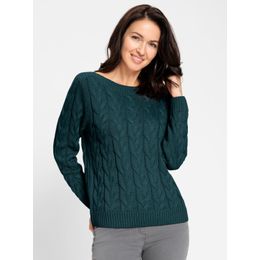 WITT Damen Pullover mit U-Boot-Ausschnitt, petrol, Gr&ouml;&szlig;e 44