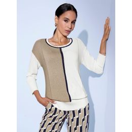 WITT Damen Rundhalspullover mit Glanzgarn, ecru-beige, Gr&ouml;&szlig;e 38