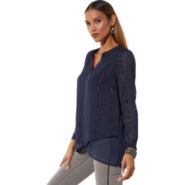 WITT Damen Longbluse mit Glanzstreifen, marine, Gr&ouml;&szlig;e 44