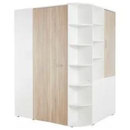 Eckkleiderschrank wimex "Joker", wei&szlig; (wei&szlig;, struktureichefarben hell), B:124cm H:198cm T:148cm, Schr&auml;nke, Eckkleiderschrank, begehbarer Kleiderschrank, Garderobe, Eckl&ouml;sung