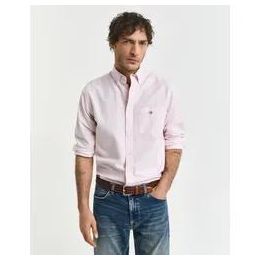 Businesshemd Gant "REG OXFORD SHIRT", Herren, Gr. S, N-Gr, rosa (light pink), Web, Obermaterial: 100% Baumwolle, unifarben, regular fit h&uuml;ftlang, hoch geschlossener Ausschnitt, Manschette, Hemden, Oxford Hemd Regular Fit