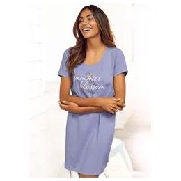 Sleepshirt Vivance DREAMS, Damen, Gr. 36/38, N-Gr, lila (lavendel), Single Jersey, Obermaterial: 60% Baumwolle, 40% Polyester, unifarben, Basic, Basic mini, Rundhals, eingesetzt abgesteppt, Kleider Sleepshirt, mit Statement Druck