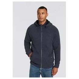 Kapuzenstrickjacke Bruno Banani, Herren, Gr. 4XL (68/70), blau meliert, Strick, Obermaterial: 100% Polyacryl. Futter: 100% Polyester, meliert, regular fit, Raglan&auml;rmel, Strickjacken, warm gef&uuml;ttert