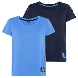 H.I.S. Funktionsshirt H.I.S, Damen, Gr. 40/42, blau (navy, azurblau), Obermaterial: 100% Polyester, unifarben, figurbetont h&uuml;ftlang, Rundhals, durchgesteppt, Shirts Funktionsshirt, figurbetonter Schnitt, sportlicher Look, mit trendigem Logodruck