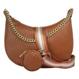 Umh&auml;ngetasche CLUTY, Damen, Gr. B/H/T: 32cm x 22cm x 4cm onesize, braun (cognac), Leder, leicht gl&auml;nzend, unifarben, Taschen Umh&auml;ngetasche, echt Leder, Made in Italy