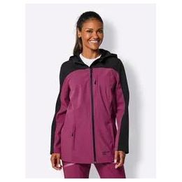 Softshelljacke Catamaran, Damen, Gr. 44/46, lila (schwarz, malve), 94% Polyester, 6% Elasthan, gemustert, mehrfarbig, Jacken Softshelljacke