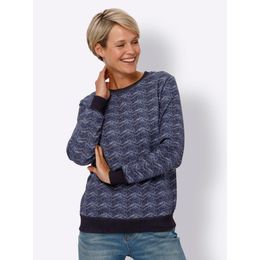 Classic Basics Damen Sweatshirt, blau, Gr. 48, bedruckt, gemustert, 100% Baumwolle, Sweatshirts