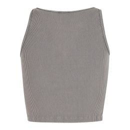 Urban Classics Damen T-Shirt "Urban Classics Ladies Washed Rib Jersey Cropped Top", grau, Gr. XS, unifarben, 100% Baumwolle, Shirts