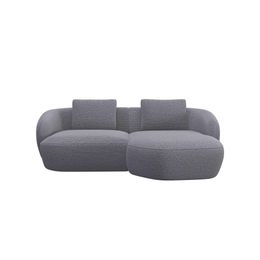 Wohnlandschaft FLEXLUX, B:217cm H:85cm T:146cm, grau, 100% Polyester, Sofas, "Torino, rund, L-Form, Sofa-Ecke mit Recamiere, Longchair-Sofa",
