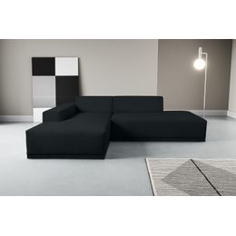Ecksofa WERK2, B:264cm H:70cm T:188cmschwarz, 100% Polyester, Wohnzimmer, Sofas, "Apollo, hoher Sitzkomfort, aktuelles Design, Breite 264cm, L-Form",
