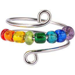 Firetti Damen Fingerring "Schmuck Geschenk Damenring Chakra", 4 g, Edelstahl, 5mm, bunt, Edelstahl, Fingerringe, Made in Germany - mit Glasstein