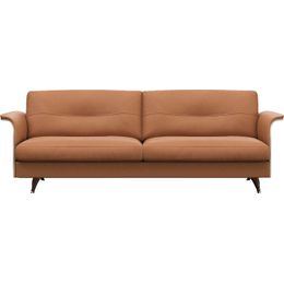 3-Sitzer FLEXLUX, B:224cm H:81cm T:91cm, braun, 100% Echteder, Sofas, "Glow, super bequem durch hochwertigem Sitzaufbau mit Federkern", Modernes