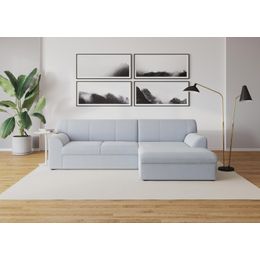 Ecksofa DOMO collection, B:245cm T:155cm, blau, Wohnzimmer, Sofas, "Topper, elegant und zeitlos, kompaktes Stellma&szlig; 245/155cm, L-Form", mit