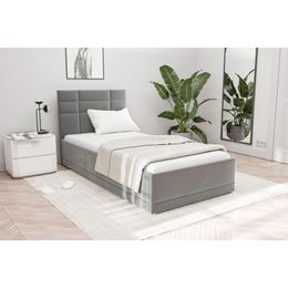 Polsterbett, B:100cm L:210cm, grau, Westfalia Schlafkomfort, Bezug 100% Polyester, Polsterung: Polsterwatte, Material Gestell: gepolsterter