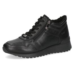 Caprice Damen Keilsneaker, Gr. 38, schwarz, Nappaleder, unifarben, Schuhe, Winterboots, Schn&uuml;rschuh, High-Top-Sneaker, in bequemer Weite