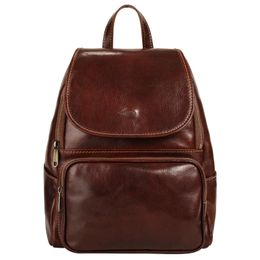 Pike PIK&Eacute; Damen Cityrucksack, braun, Leder, Rindsleder, unifarben, Rucks&auml;cke, echt Leder, Made in Italy