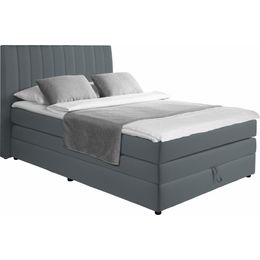 Boxspringbett Alina, B:151cm L:212cm, grau, Kunstleder TLS, Jugendzimmer, Komplettbetten, "Marvin", inklusive Bettkasten und Topper, in diversen