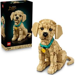 Konstruktionsspielsteine Lego "Golden Retriever Welpe (11384), Lego Icons", beige, Spielbausteine, Kunststoff