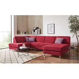 Sit & More Wohnlandschaft SIT & MORE, B:319cm H:89cm T:190cm, rot, Sofas, "Clio U-Form", wahlweise mit Bettfunktion und Bettkasten, inklusive Federkern