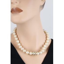 Damen Kette mit Anh&auml;nger "Karlsruhe", beige, Collezione Alessandro, Metall, Halsketten, 23 Karat vergoldet