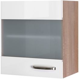 Glash&auml;ngeschrank Flex-Well, B:50cm H:54cm T:32cm, wei&szlig;, Glas, Holzwerkstoff, K&uuml;che, Schr&auml;nke, "Florenz", (B x H x T) 50 x 54,8 x 32 cm, mit