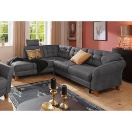 Ecksofa Home Affaire, B:260cm H:89cm T:90cm, grau, Struktur weich ( 97% Polyester, 3% Baumwolle);Luxus-Microfaser ALTARA NUBUCK (100%
